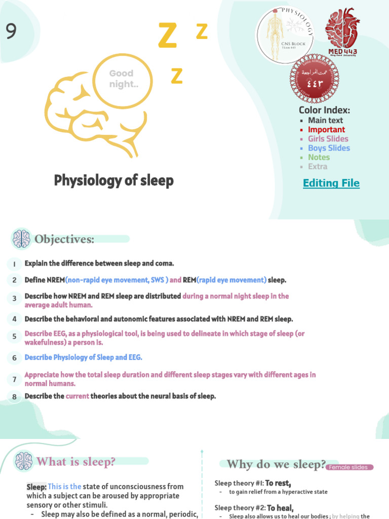 L9-Physiology of sleep | PDF | Sleep | Rapid Eye Movement Sleep