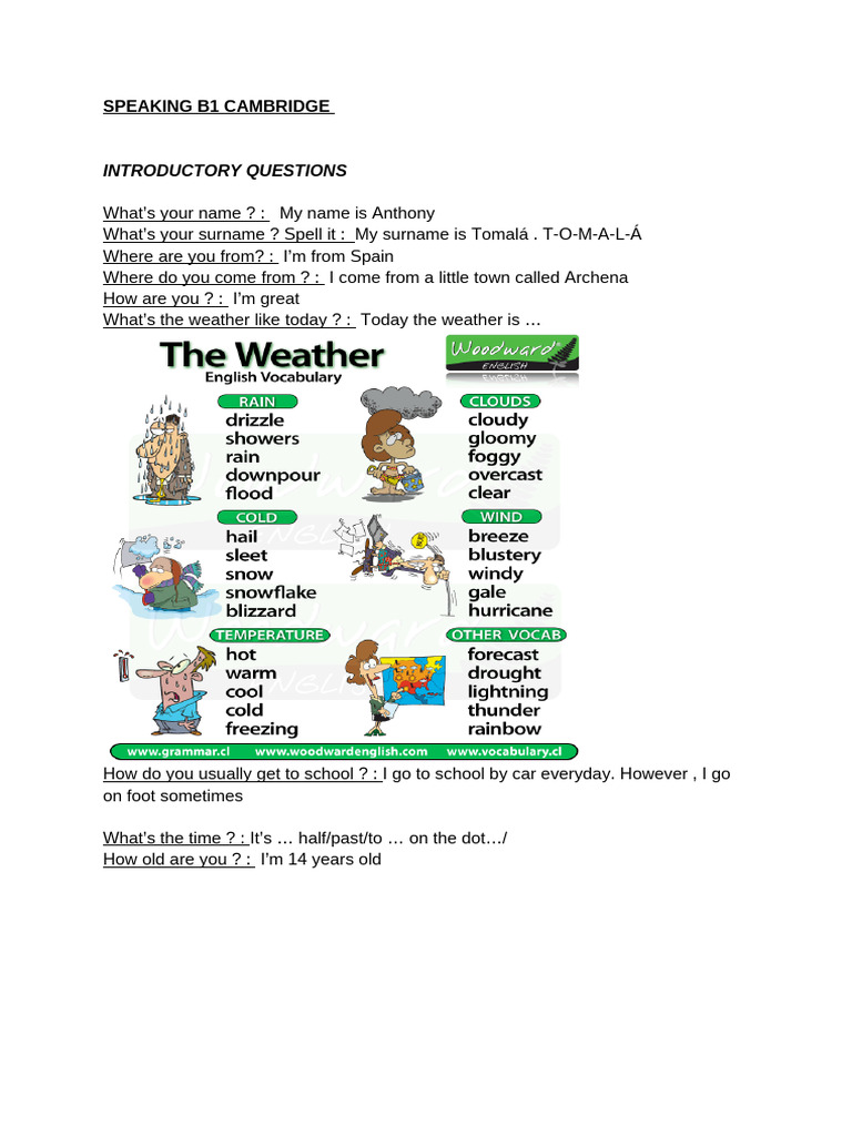 B1 Speaking Practice: Personal Insights | PDF