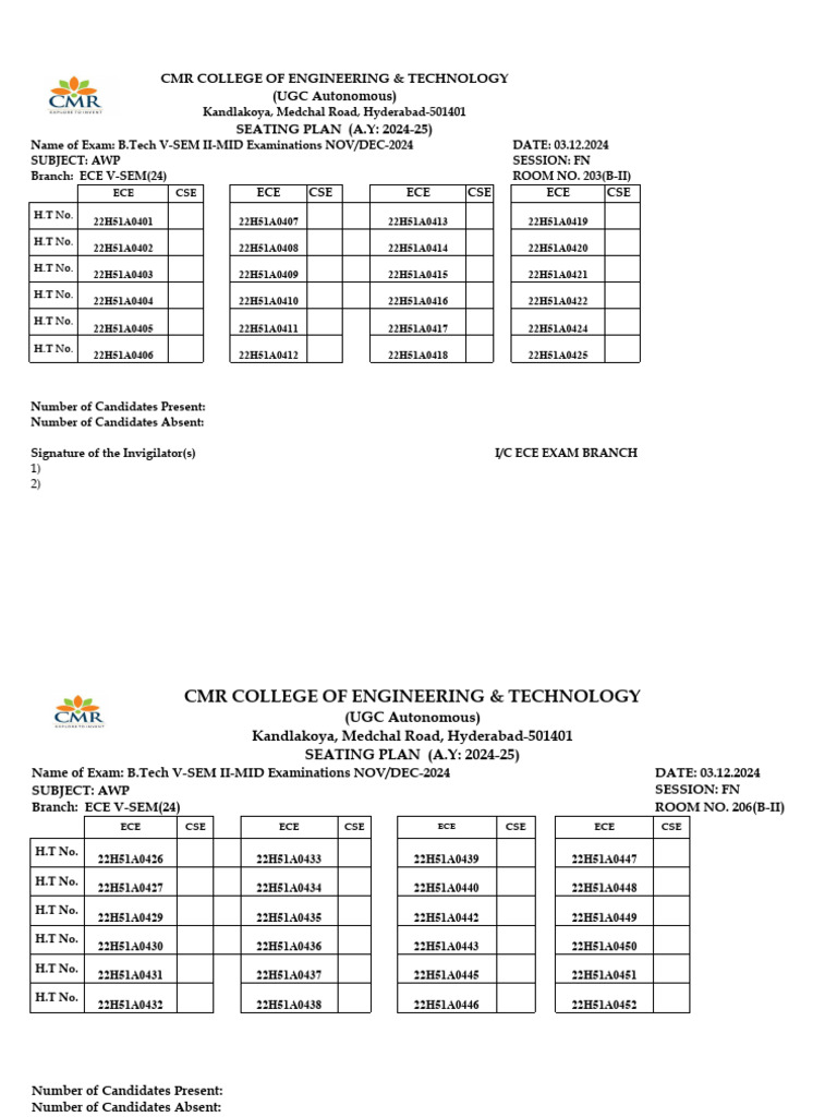 3.seating Plan | PDF