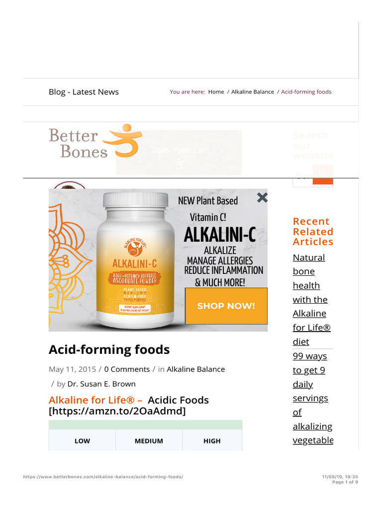 Acid Forming Foods List— Better Bones | PDF | Cuisine | Foods