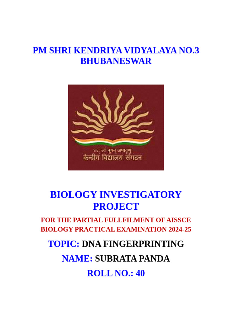 DNA Fingerprinting Project Class 12 | PDF