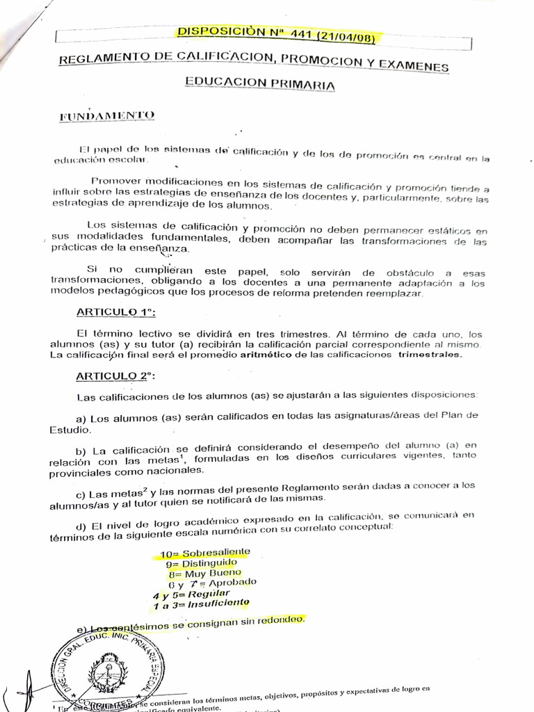Reglamento de Calificación, Promoción y Exámenes | PDF | Evaluación | Escuelas