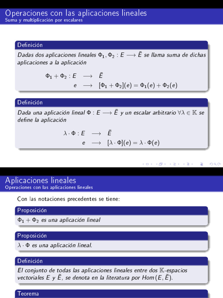 Operaciones en Aplicaciones Lineales | PDF | Mapa lineal | Matemáticas