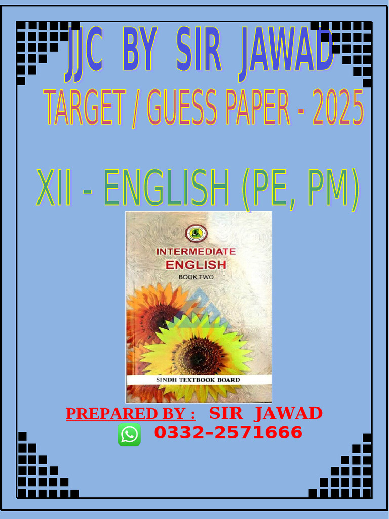 XII - English (P.E., P.M.) Fronts | PDF