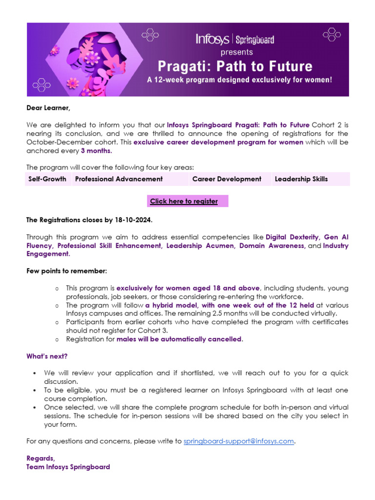 Infosys Springboard-Pragati Path To Future | PDF