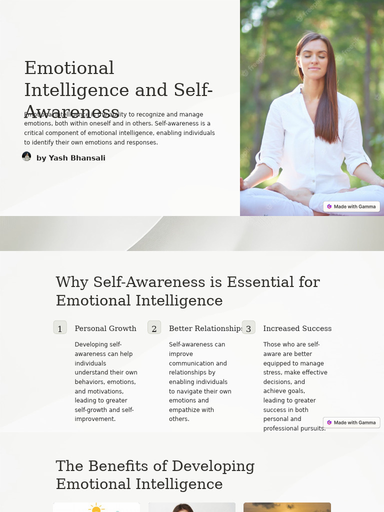 Emotional Intelligence and Self Awareness | PDF | Emotional ...