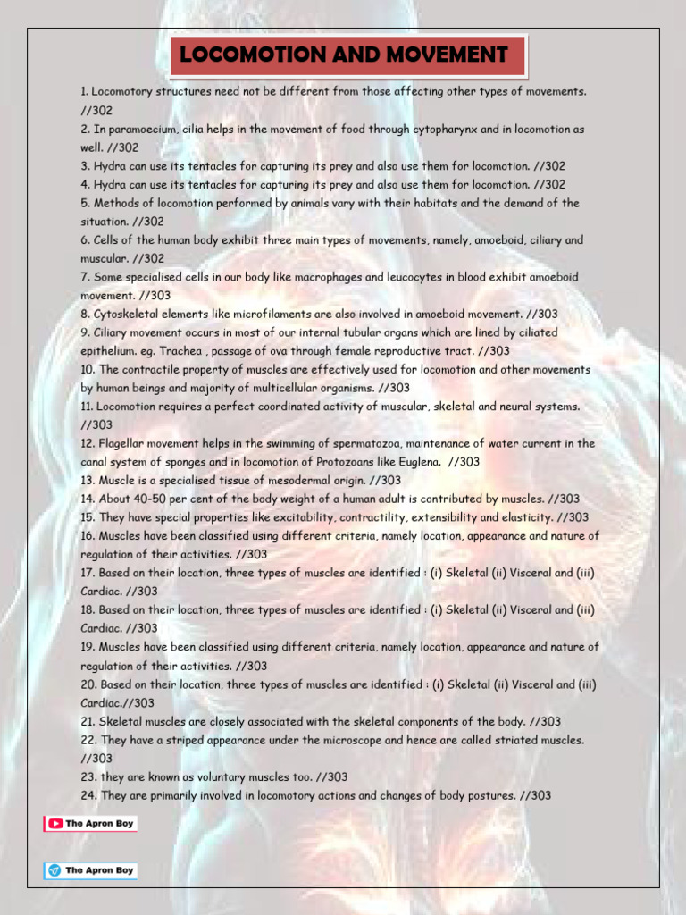 Locomotion and Movement(1) | PDF | Muscle | Actin