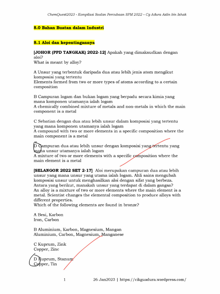 ChemQuest2023 Ting 4 - Bab 08 | PDF