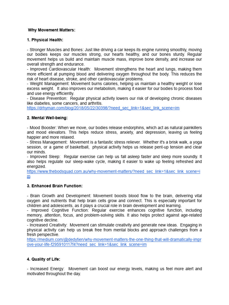 WHY-MOVEMENT-MATTERS- | PDF | Cardiovascular Diseases | Sleep