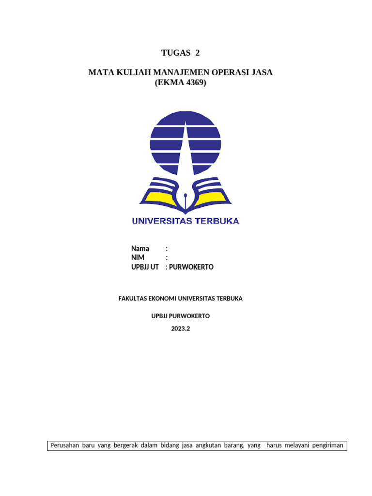 Tugas 2 Manajemen Operasi Jasa | PDF