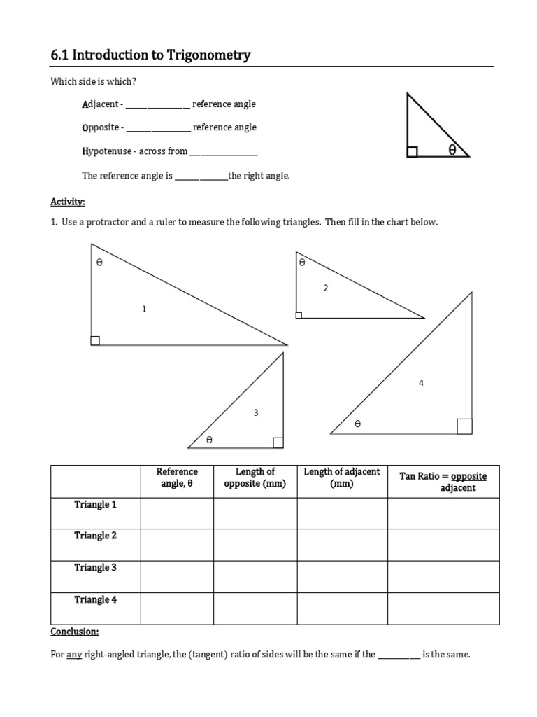 Trigonometry Basics: Tangent, Sine, Cosine | PDF | Trigonometric Functions | Triangle