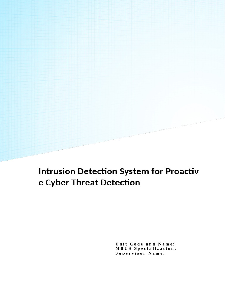 Intrusion Detection System For Proactive Cyber Threat Detection | PDF ...