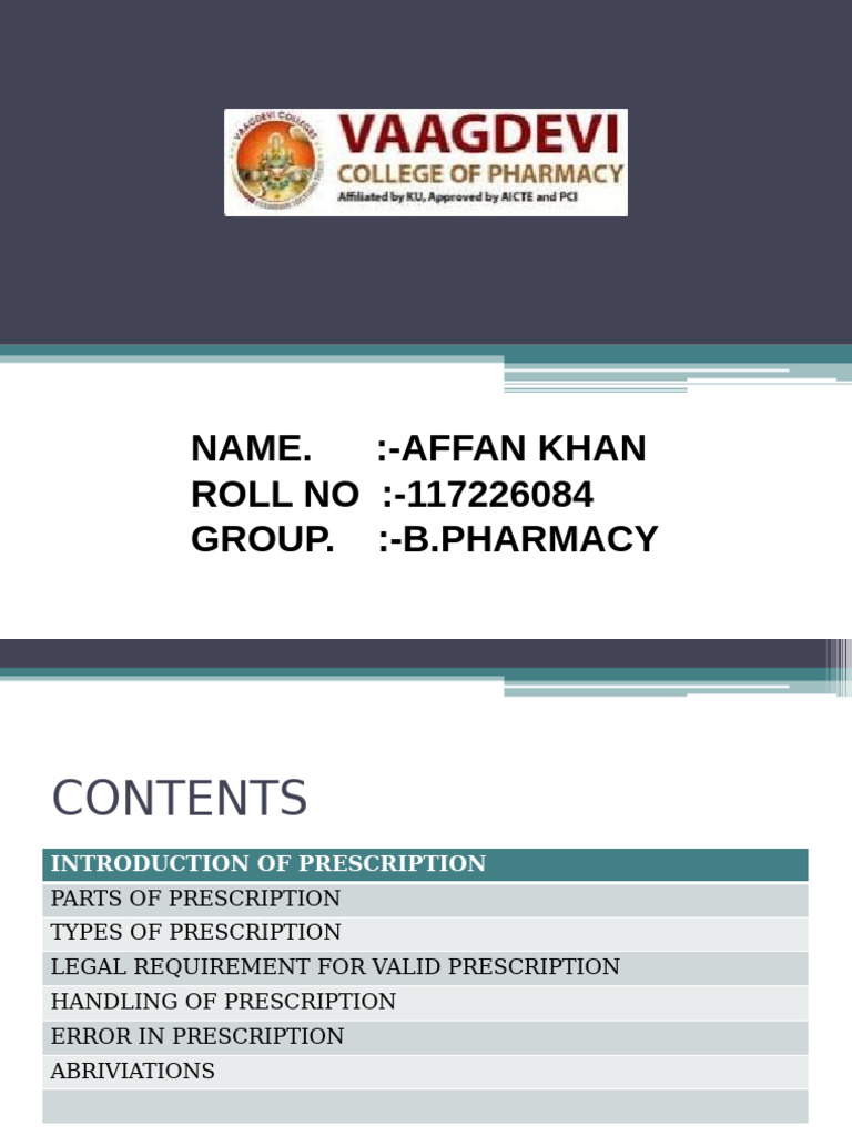 Priscription Ppt..affan | PDF | Medical Prescription | Pharmacology
