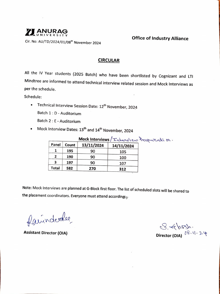 Mock Interviews Circular | PDF