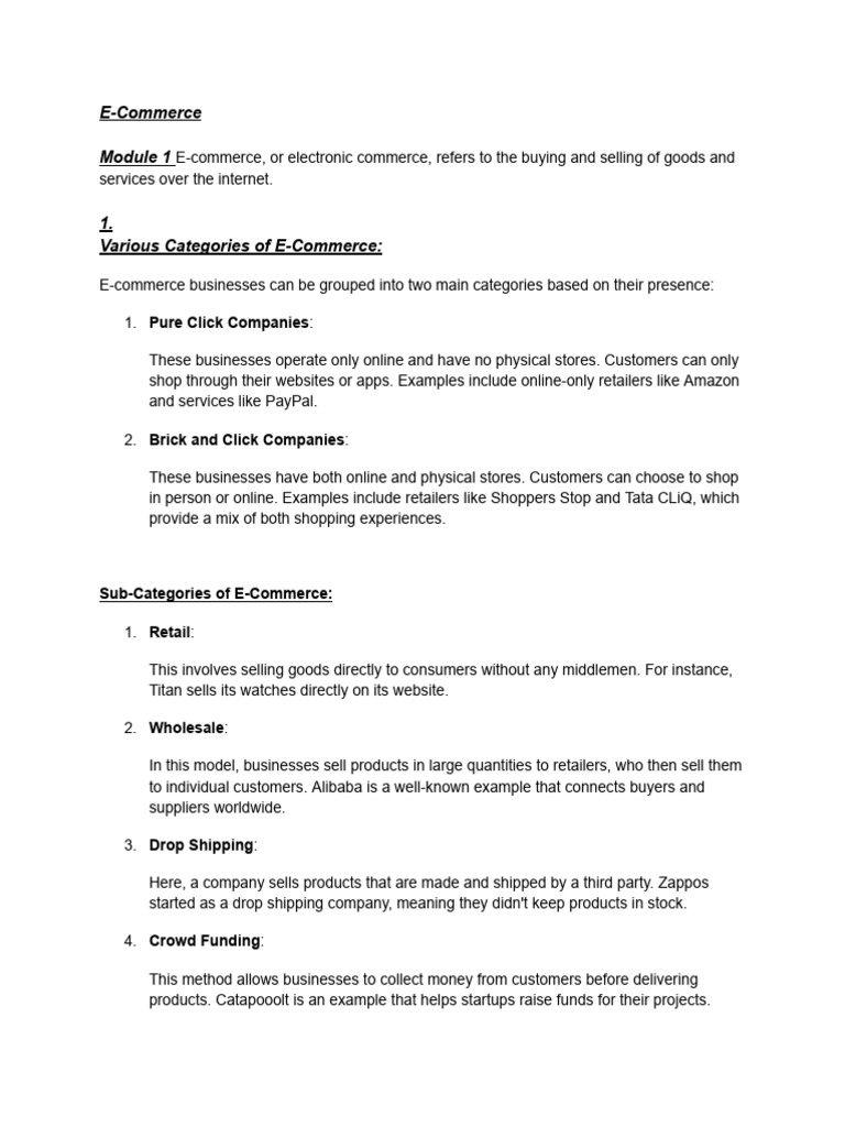 E Com Module 1 Pdf E Commerce Online Shopping