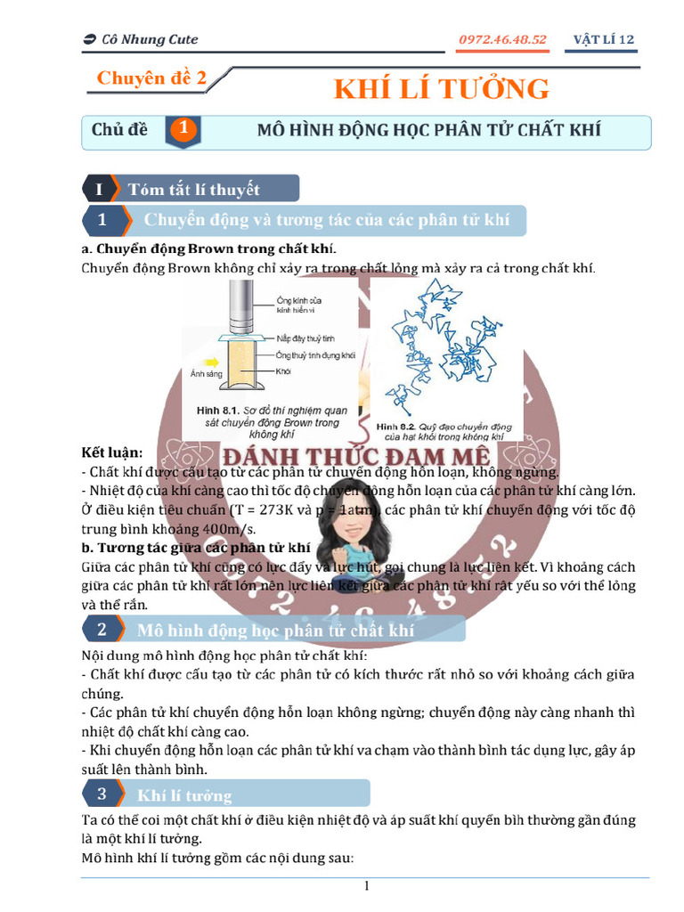 Chuyen de 2 Chu de 1 Mo Hinh Dong Hoc Phan Tu Chat Khi Hs - 1600 - PDF - Gdrive.vip | PDF