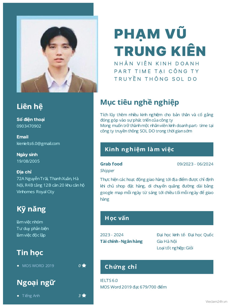 Trung Jack CV Vieclam24h vn171968171133 | PDF