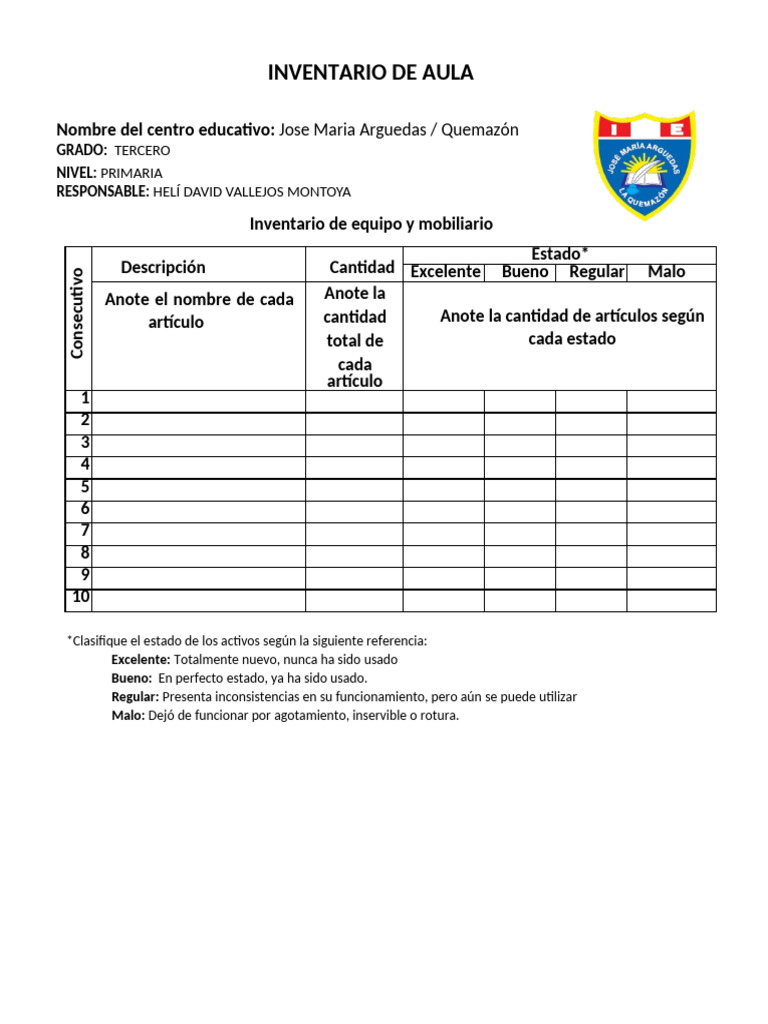 Inventario de Aula | PDF