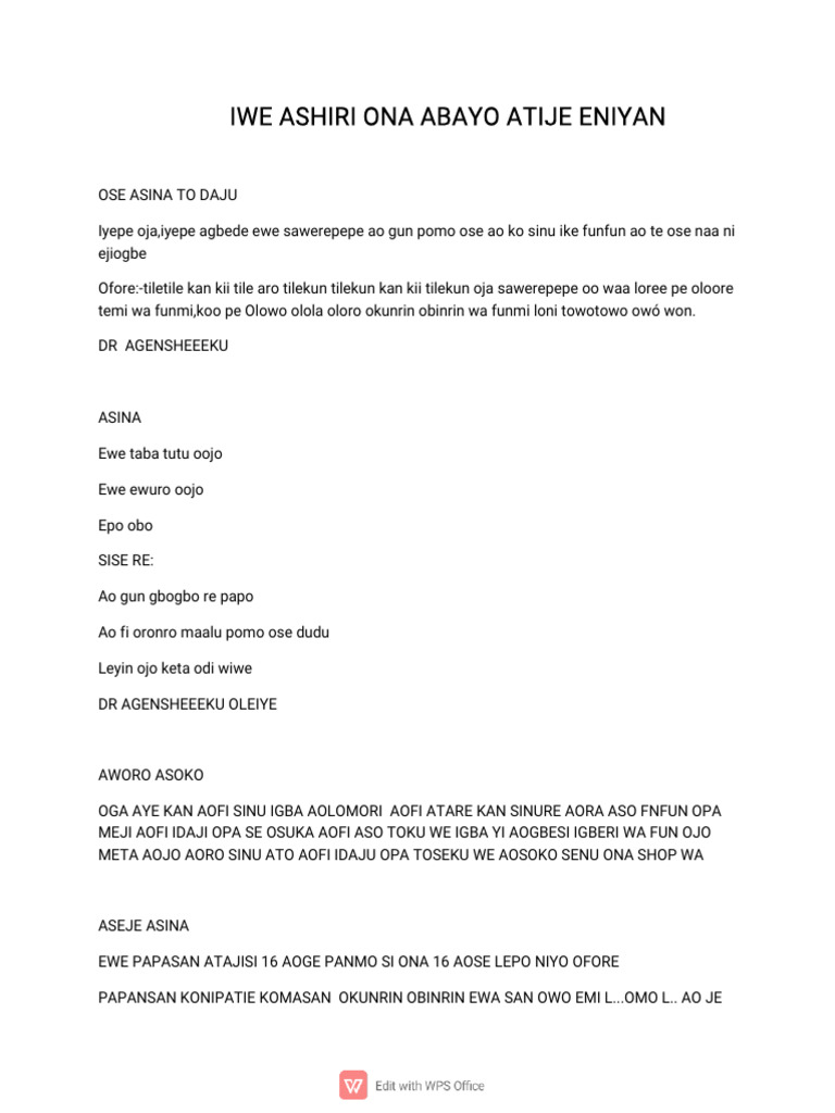 Iwe Ashiri Awon Agba | PDF