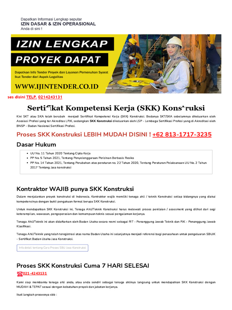 SKK Sertifikat Kompetensi Kerja Konstruksi | PDF