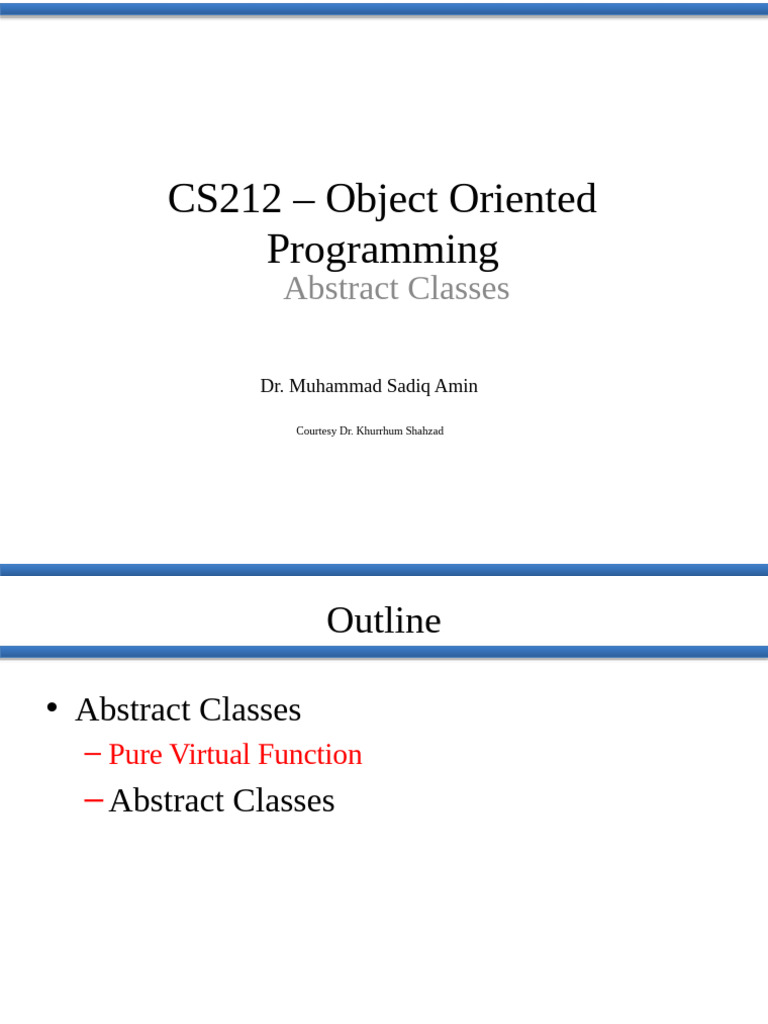 Lecture Week10-11 Abstract Classes-Up2 | PDF | Class (Computer Programming) | C++