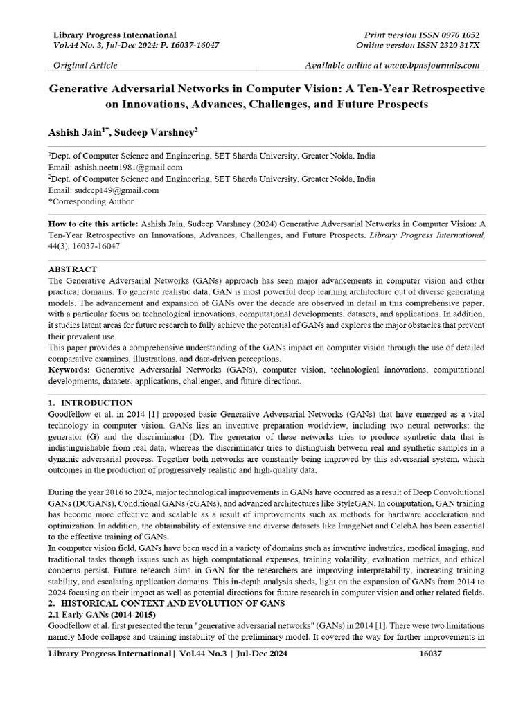 View of Generative Adversarial Networks in Computer Vision - A Ten-Year Retrospective On ...