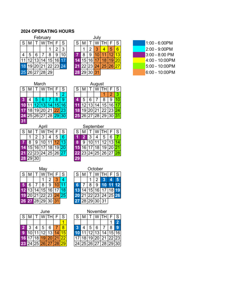 PUBLIC FACING - 2024 Operating Calendar | PDF