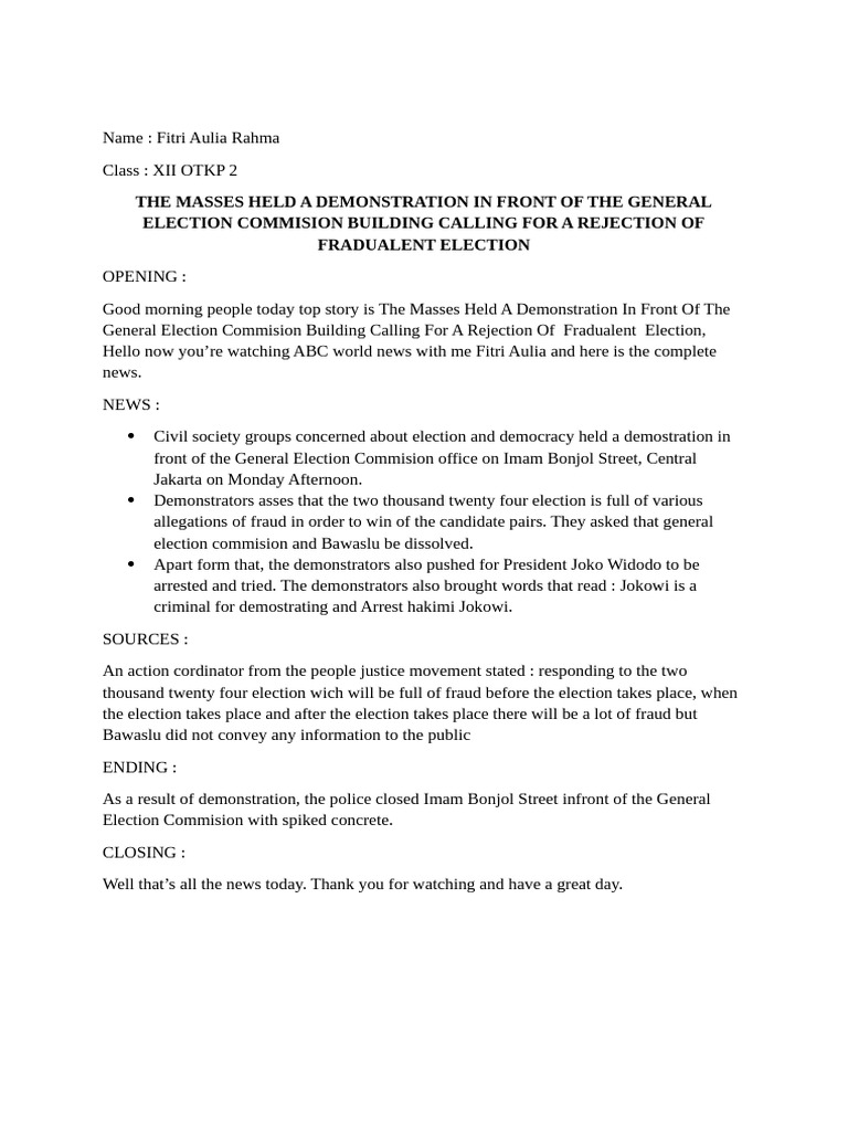 News Anchor Teks | PDF