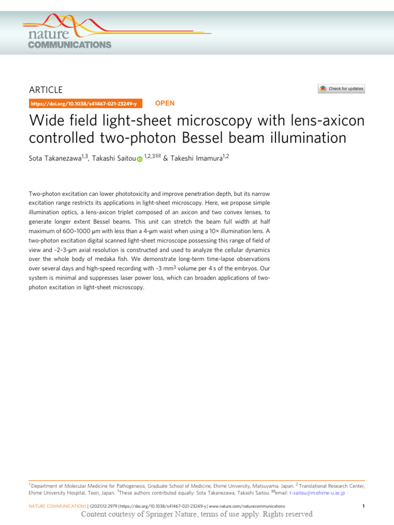 Two-Photon Bessel Beam Light-Sheet Microscopy | PDF | Microscopy | Optics