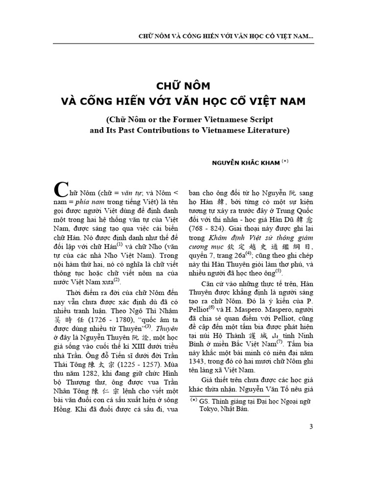 Chữ Nôm Và Cống Hiến Với Văn Học Cổ Việt N | PDF