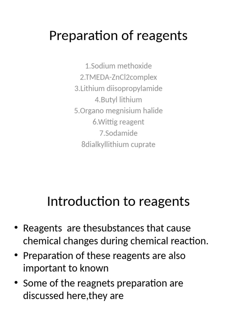 Preparation of Reagents | PDF | Molecules | Chemistry