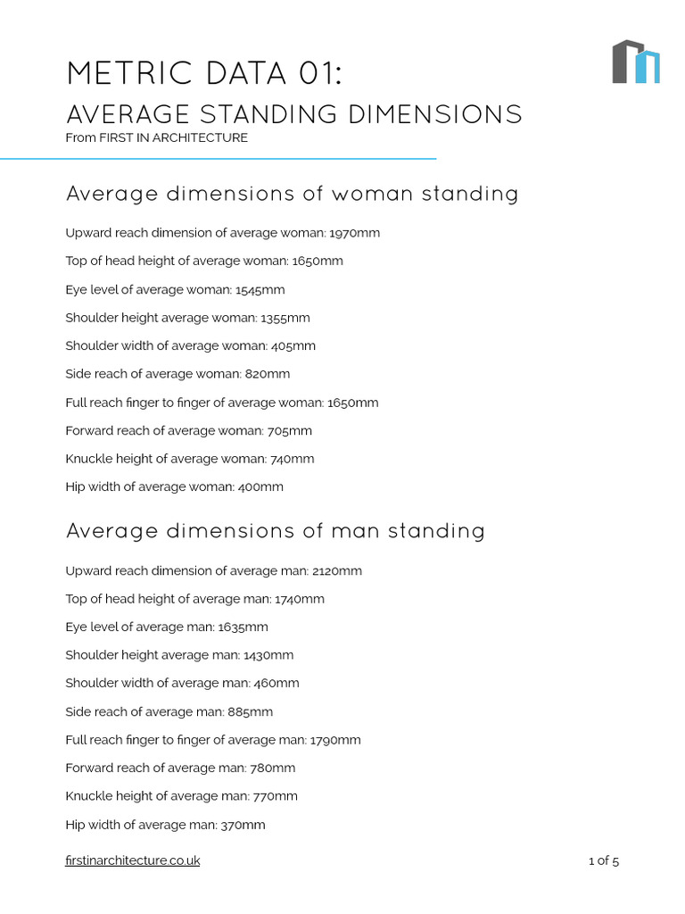 Metric Data 01 - Average Standing Dimensions | PDF