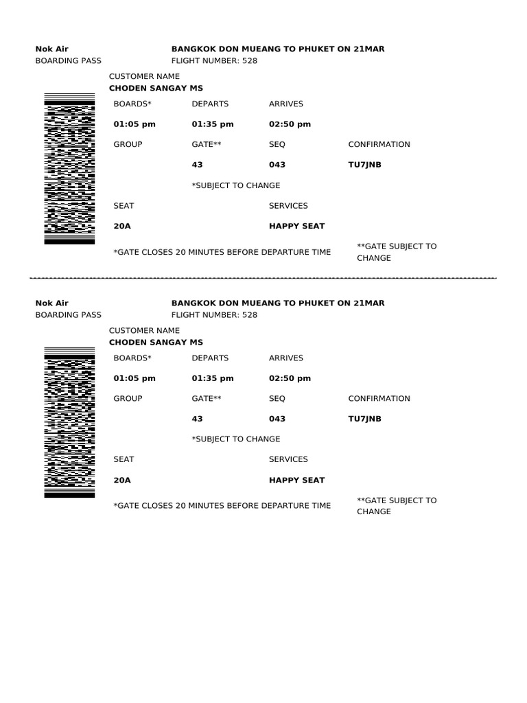 Boarding Passes TU7JNB | PDF