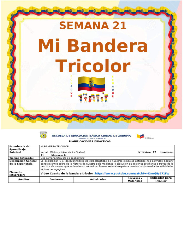 21 Mi Bandera Tricolor | PDF | Educación primaria | Cognición