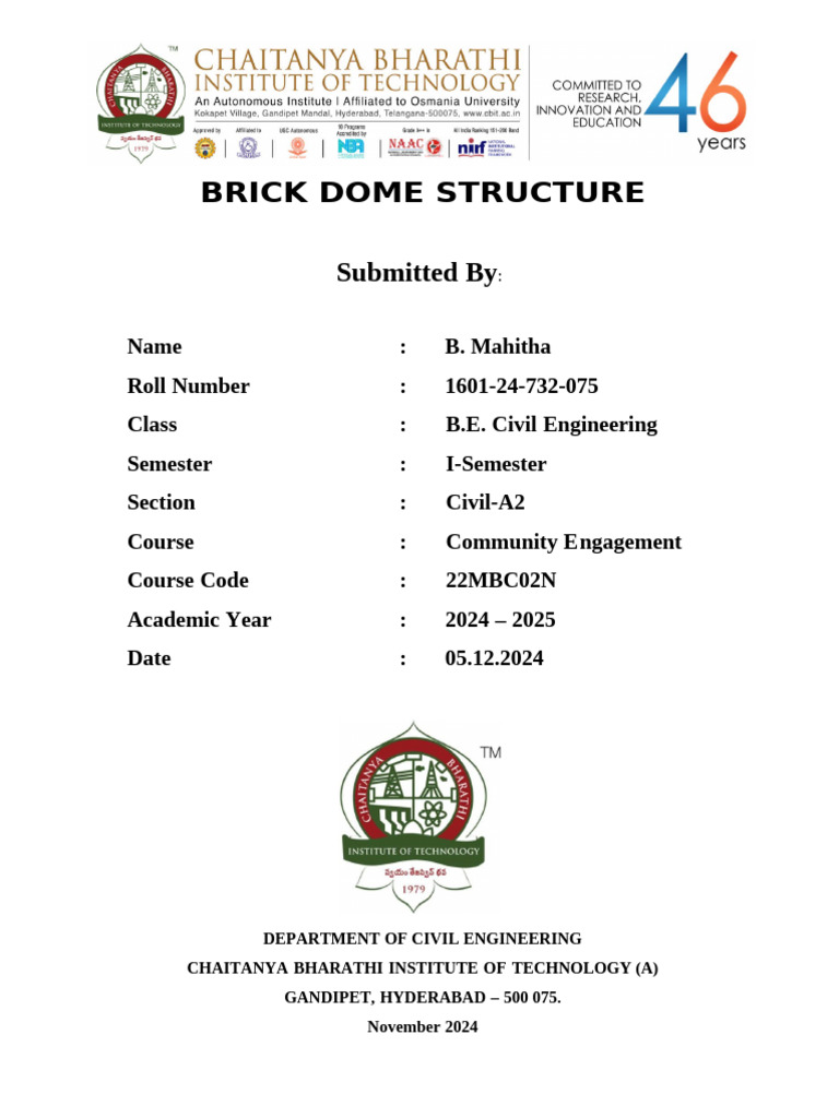 Brick Dome Structure: Submitted by | PDF | Dome | Brick