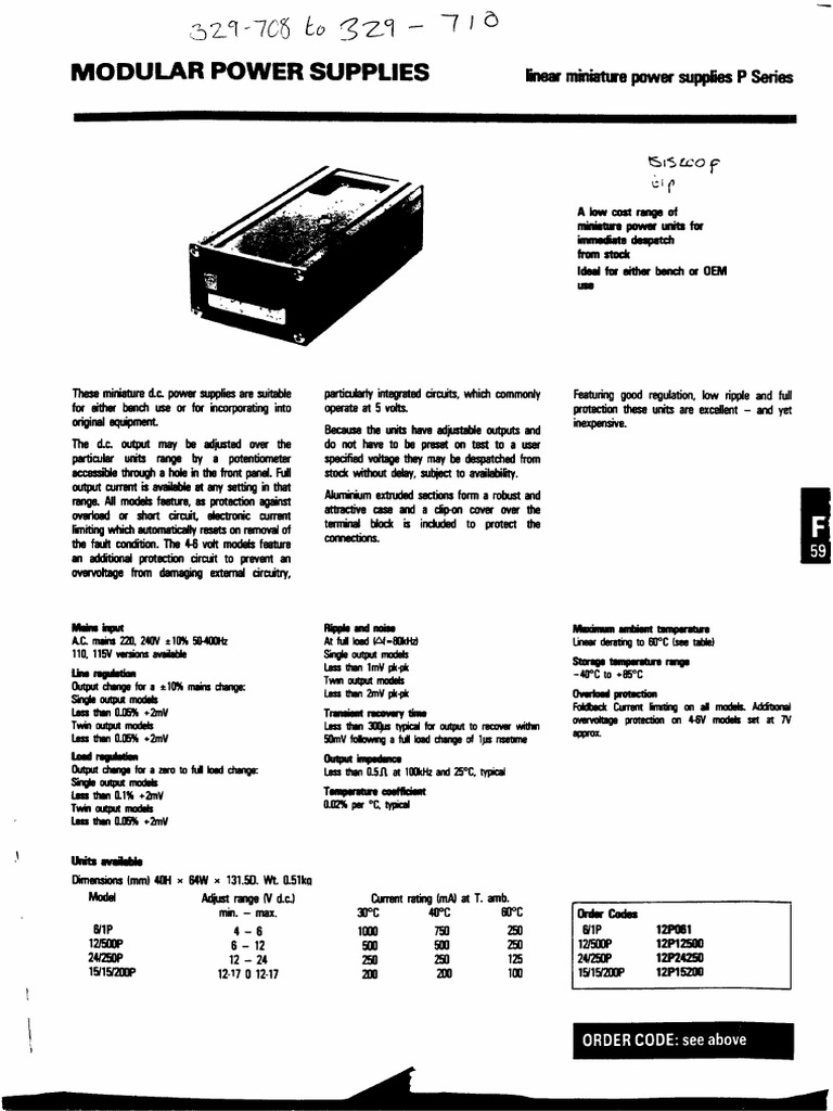 Farnell P Series Power Supply Modules | PDF