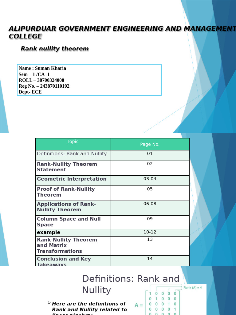 Rank Nullity Theorem Understanding Vector Spaces | PDF | Linear Map | Vector Space