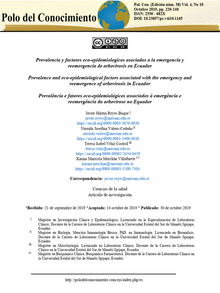 Javier Martin Reyes-Baque: Correspondencia | PDF | Fiebre del zika ...