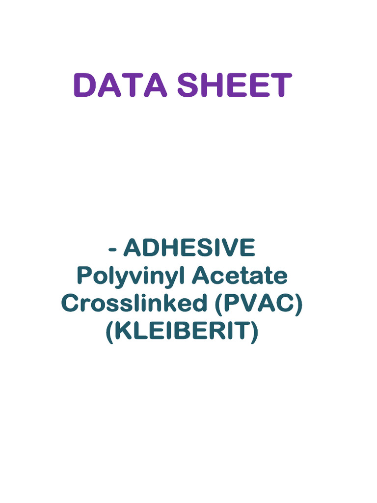 11 Data Sheet-Adhesive-pvac Kleiberit | PDF | Adhesive | Materials