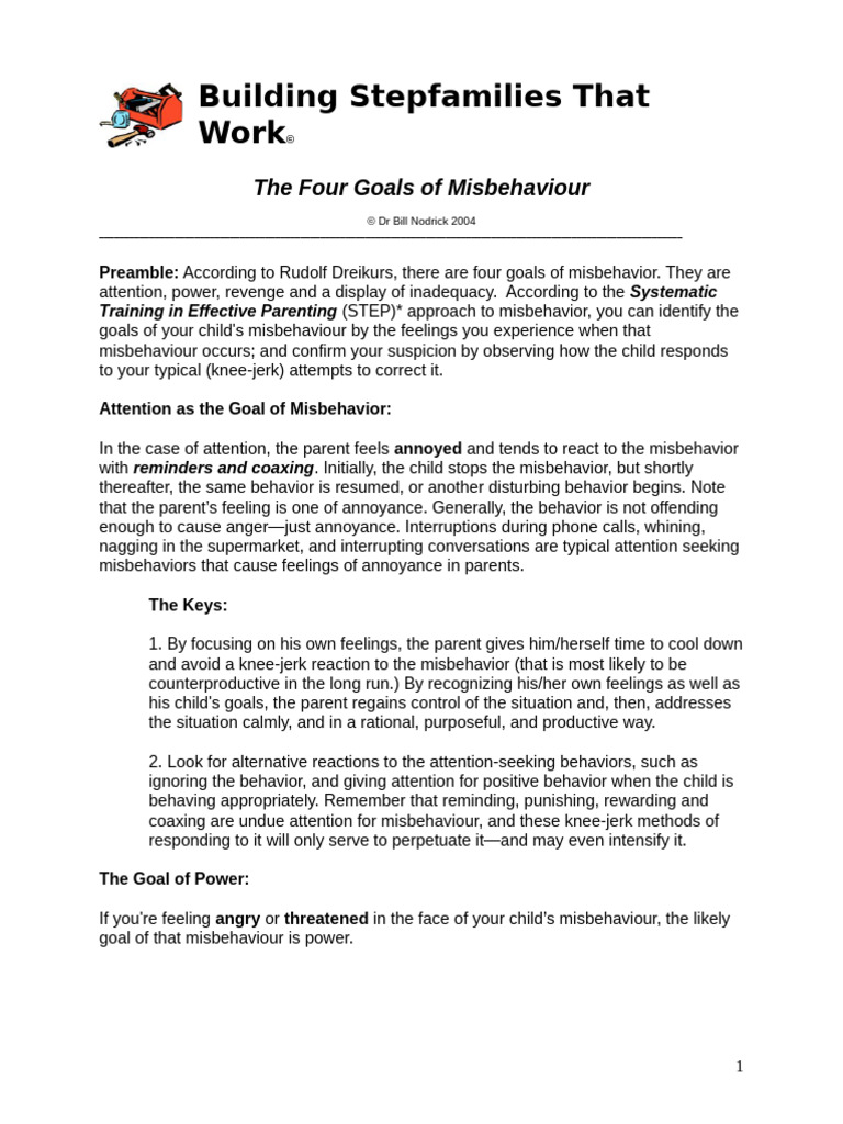 The 4 Goals of Misbehaviour | PDF | Anger | Behavior