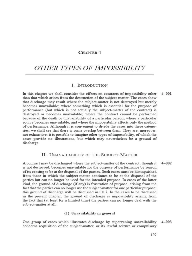 Chapter 4 - Other Types of Impossibility | PDF | Breach Of Contract | Eminent Domain