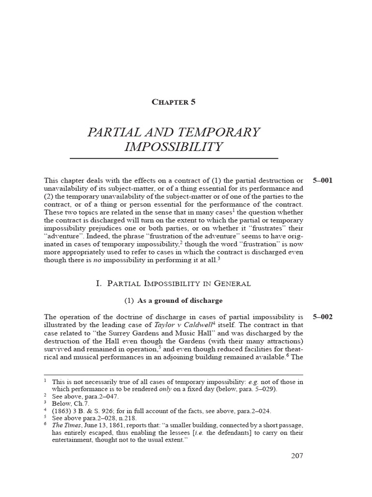 Chapter 5 - Partial and Temporary Impossibility | PDF | Consent | Legal ...
