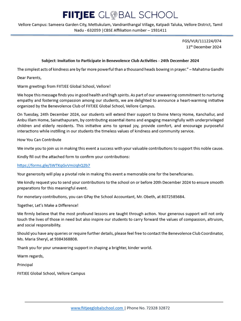 FGS VLR 111224 074 Benevolence Club Activity | PDF | Social Psychology ...