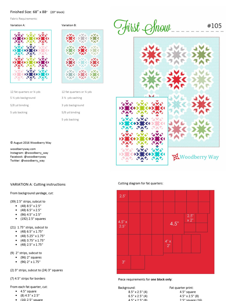 First Snow Quilt Pattern | PDF | Quilt | Seam (Sewing)