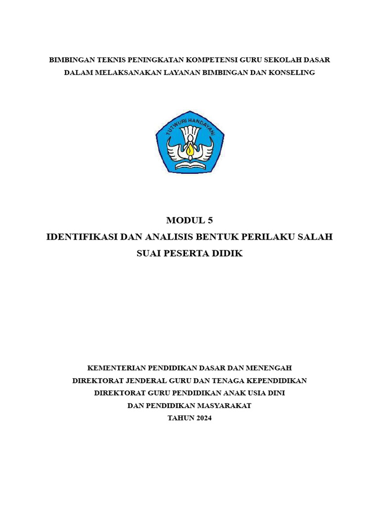 Modul 5 Identifikasi Dan Analisis Bentuk Perilaku Salah Suai Peserta Didik | PDF