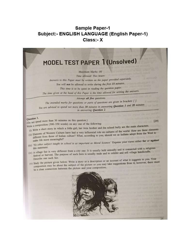 10th Kannada Sample Question Paper | PDF