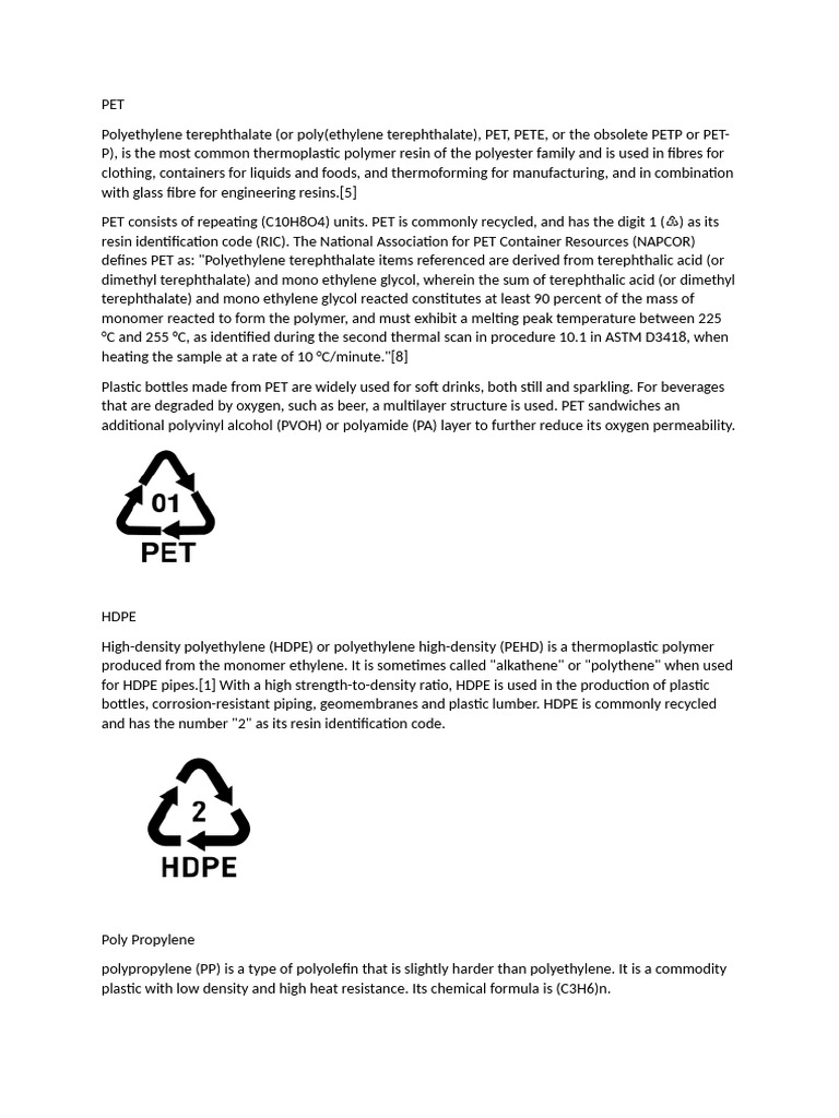 Types of Plastic | PDF