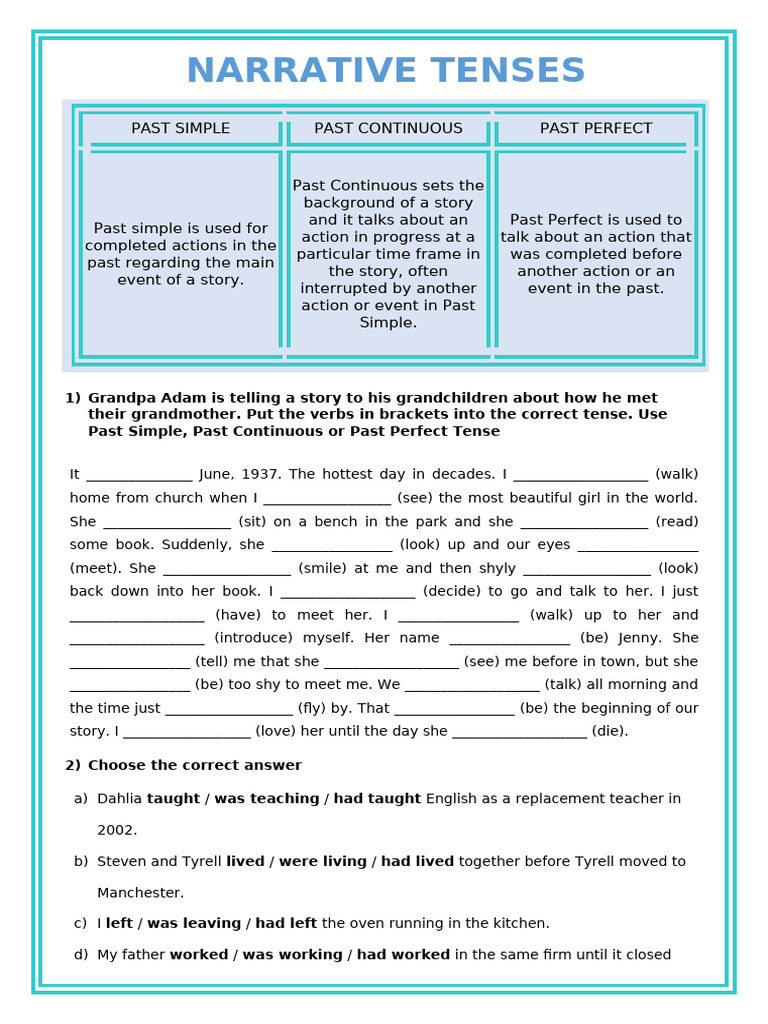 narrative-tenses-grammar-drills-grammar-guides_134332 | PDF ...