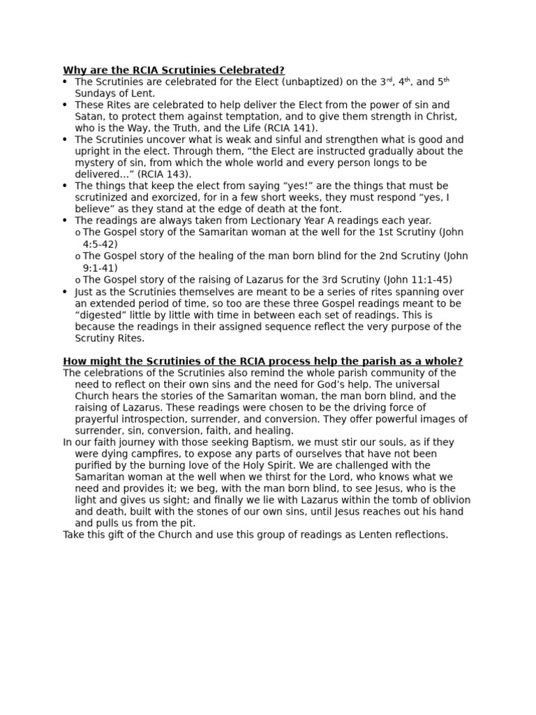 Understanding RCIA Scrutinies in Lent | PDF | Christian Worship And ...