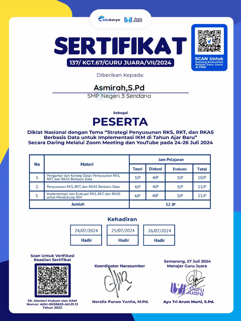 SERTIFIKAT BIMTEK | PDF